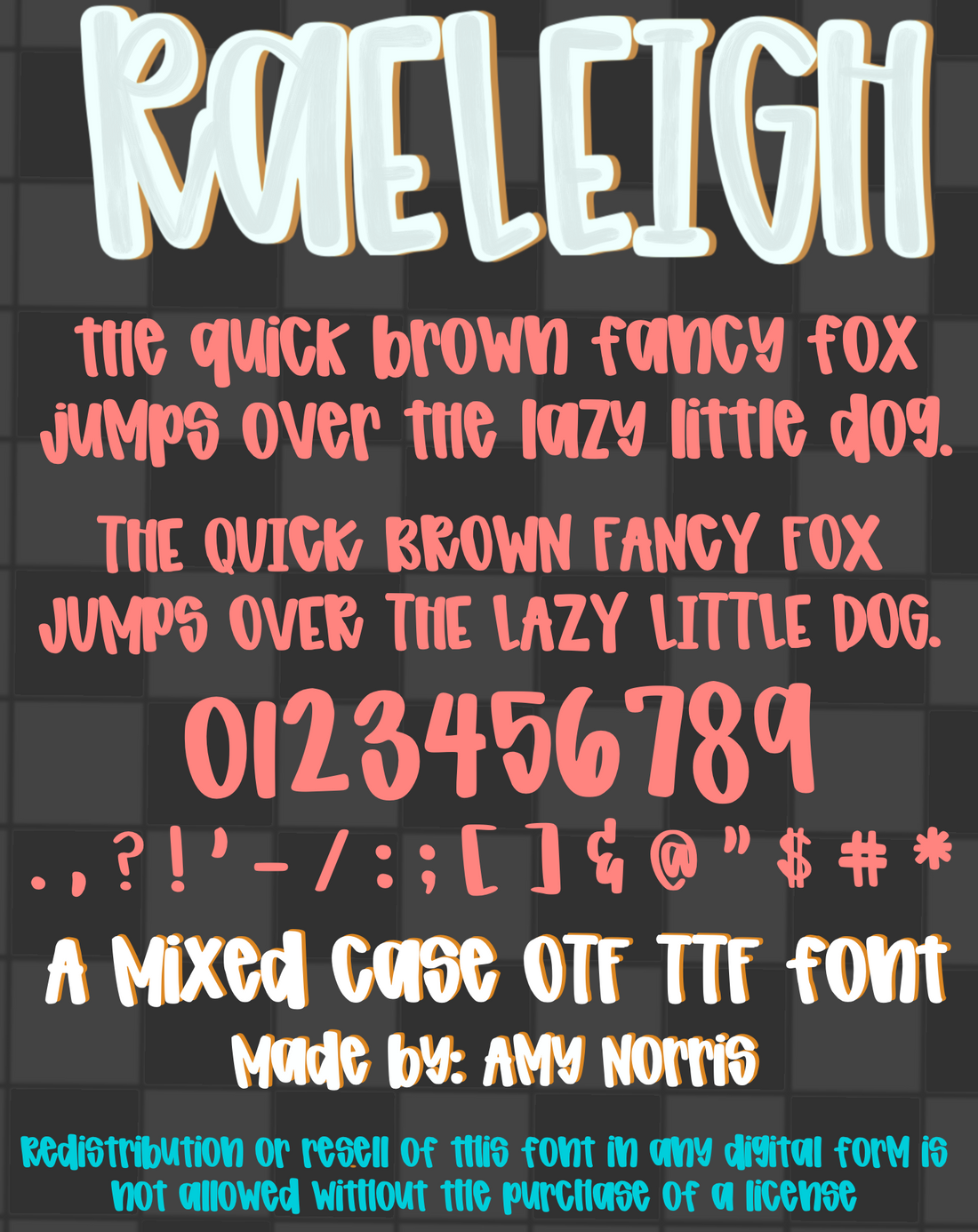 Raeleigh TTF OTF font with numbers -mixed case – alljadedesigns