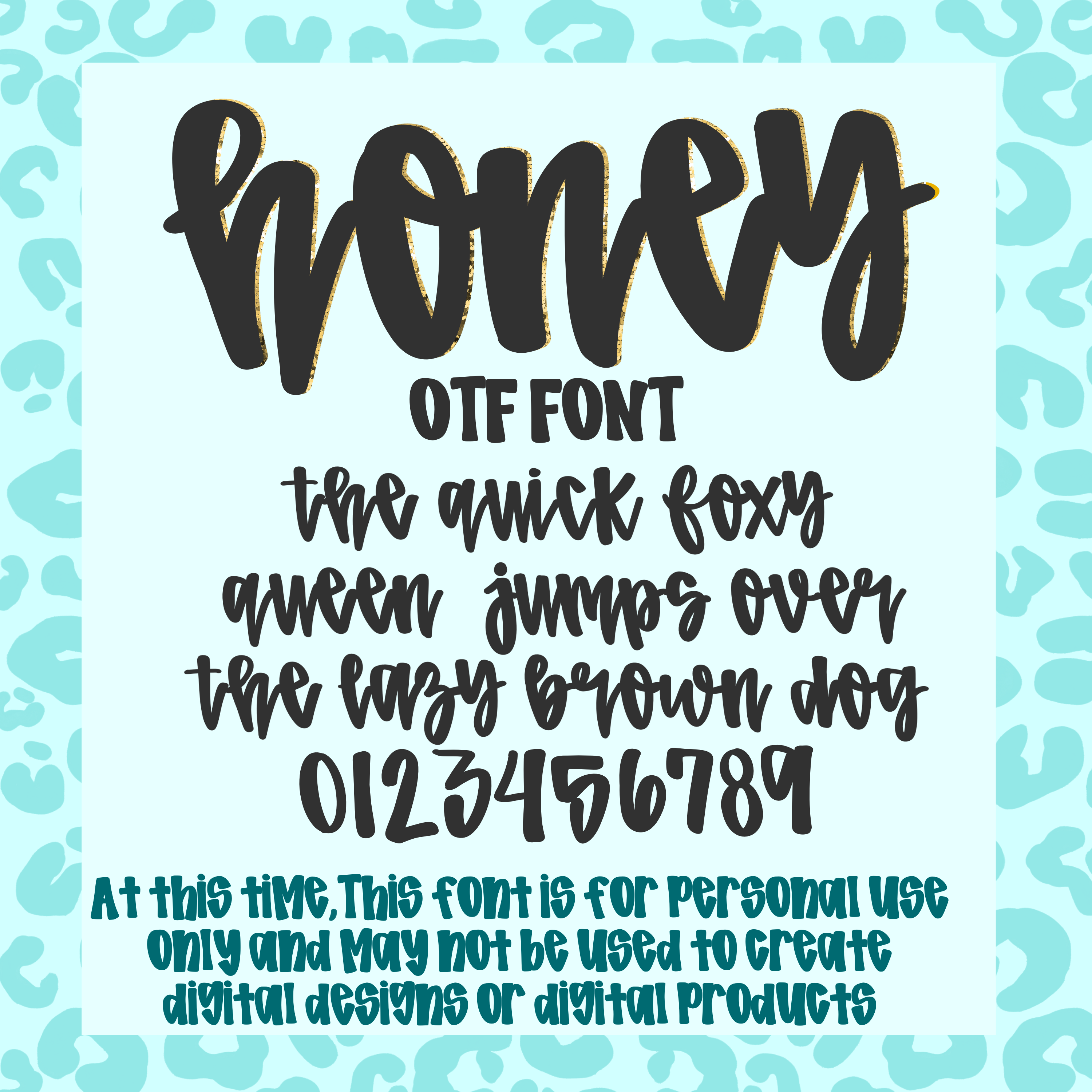 Honey OTF font with numbers -mixed case – alljadedesigns